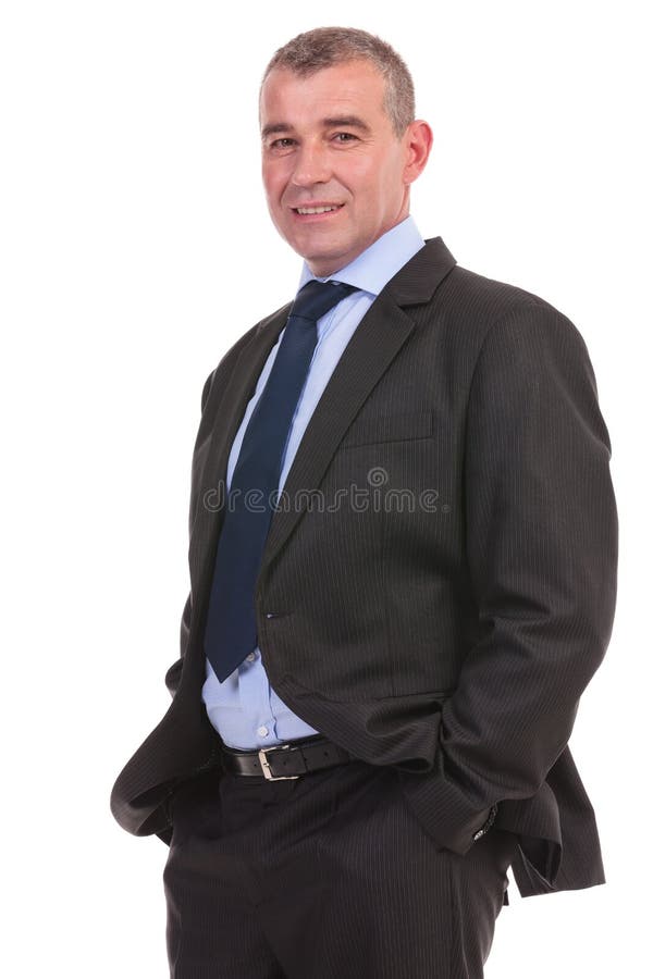 Business Man with Both Hands in Pockets Stock Image - Image of suit ...