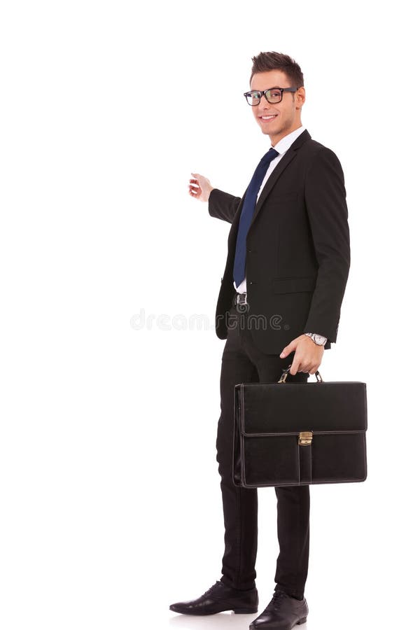 Business Man with Briefcase Talking on Phone Stock Image - Image of ...