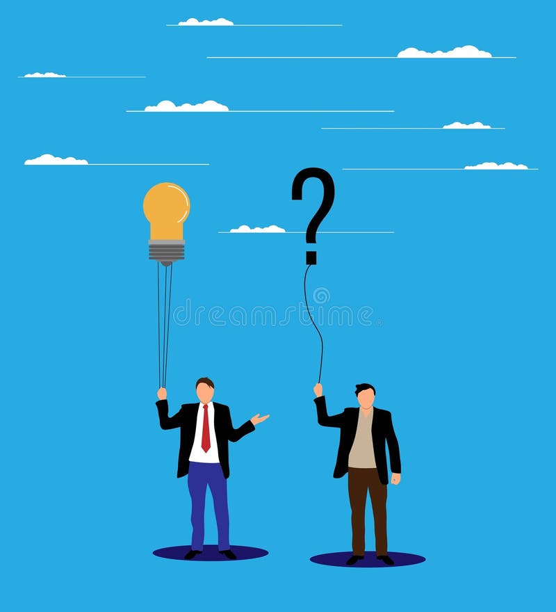Business Man with Bright Idea and Question Mark Stock Vector ...