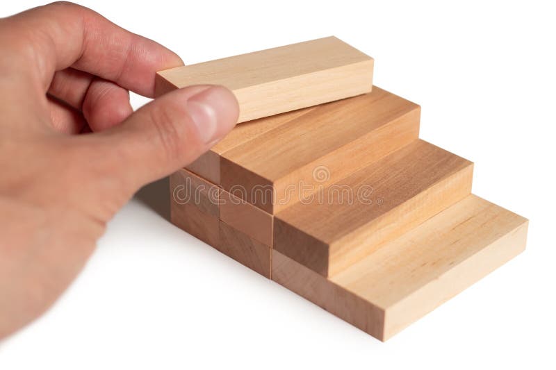 A Business Man Build a Blocks Wood Game Stock Image - Image of games ...