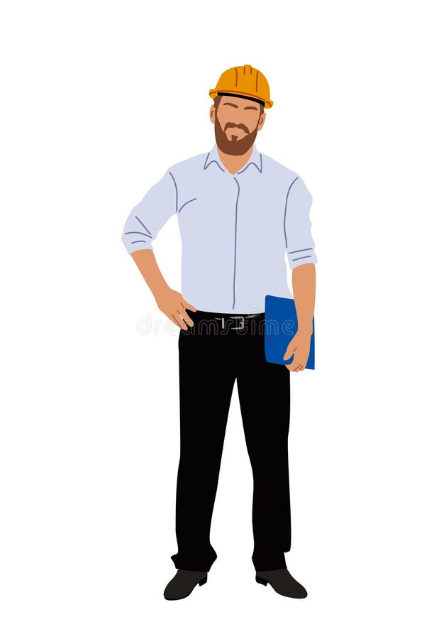 Business Man Builder Engineer Standing with Folder Stock Vector ...