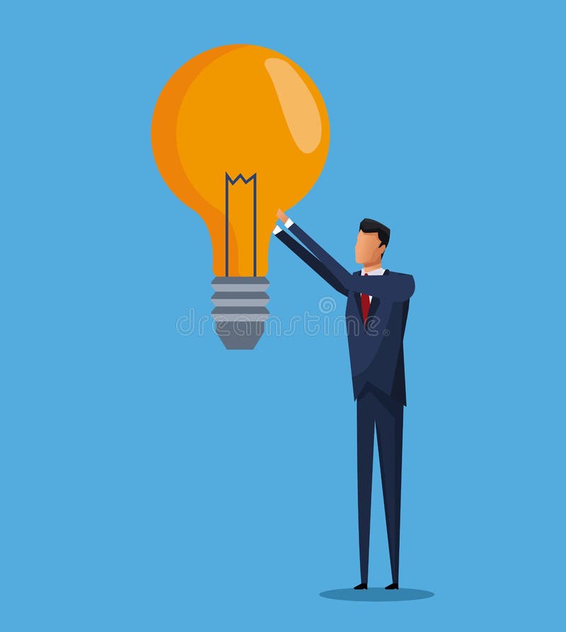 Business Man Bulb Idea Solution Design Stock Vector - Illustration of ...