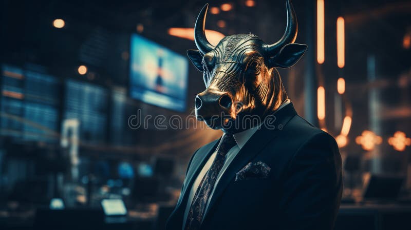 Business Man with Bull Head Stock Illustration - Illustration of formal ...