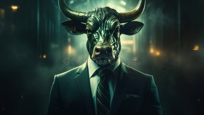 Business Man with Bull Head Stock Illustration - Illustration of suit ...