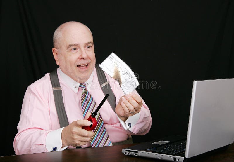 Business Man on a Black Background Stock Image - Image of laptop ...