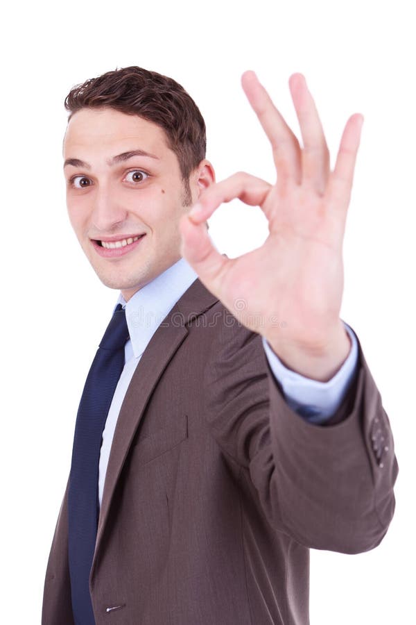Business man signaling ok stock photo. Image of portrait - 11911398
