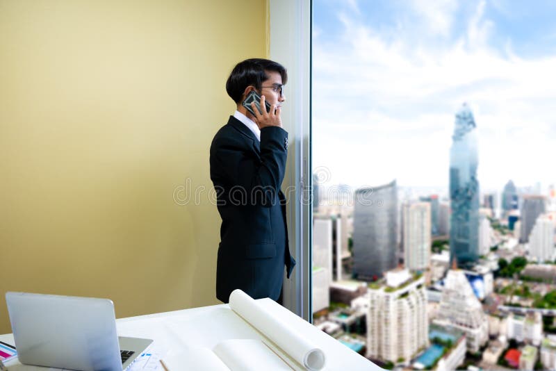 Business Man are Calling Customers Stock Photo - Image of analysis ...