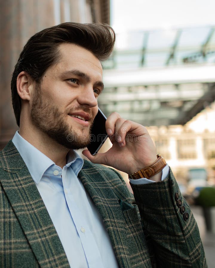 Business Man Calls on the Phone Stock Image - Image of grey, confident ...