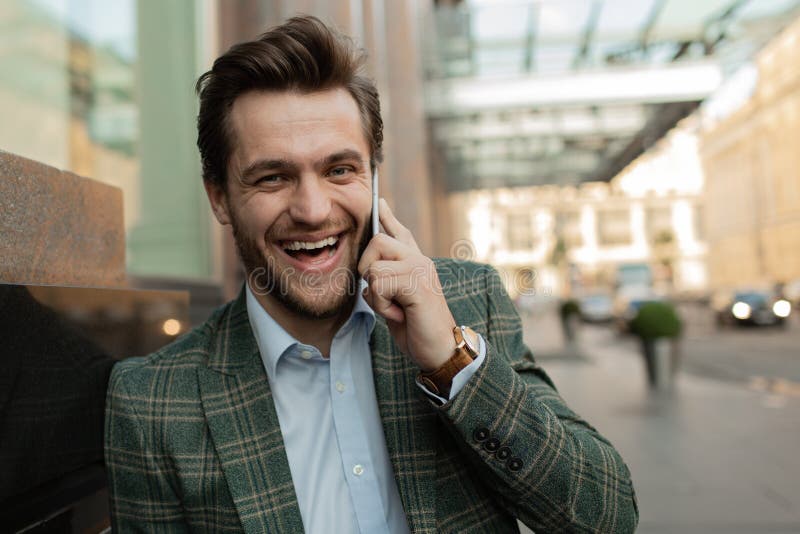 Business Man Calls on the Phone Stock Image - Image of grey, confident ...