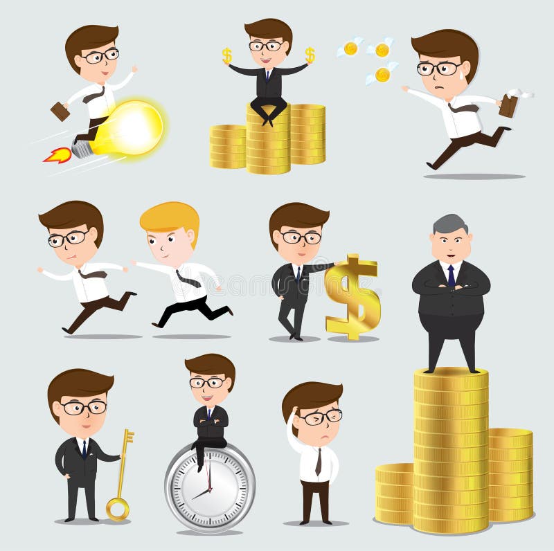 Business man cartoon set stock vector. Illustration of communication ...
