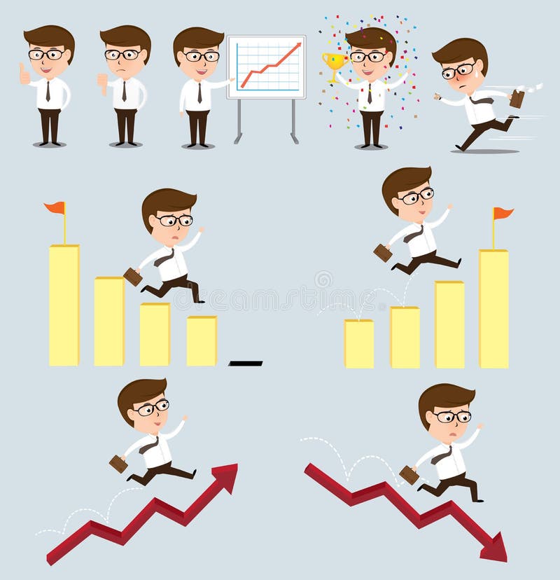 Business man cartoon set stock vector. Illustration of business - 93108260