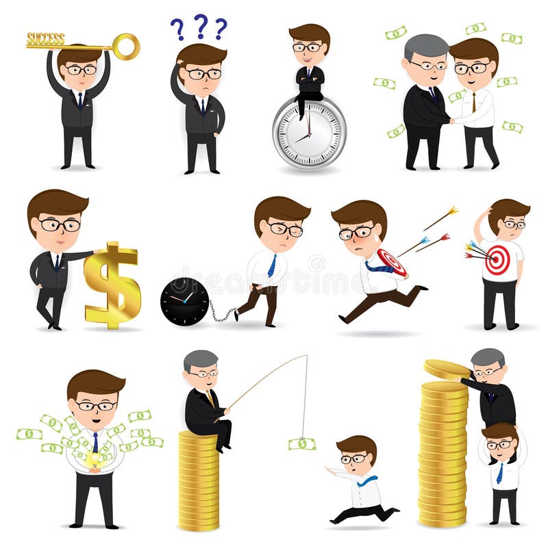 Business man cartoon set stock vector. Illustration of cartoon - 93042113
