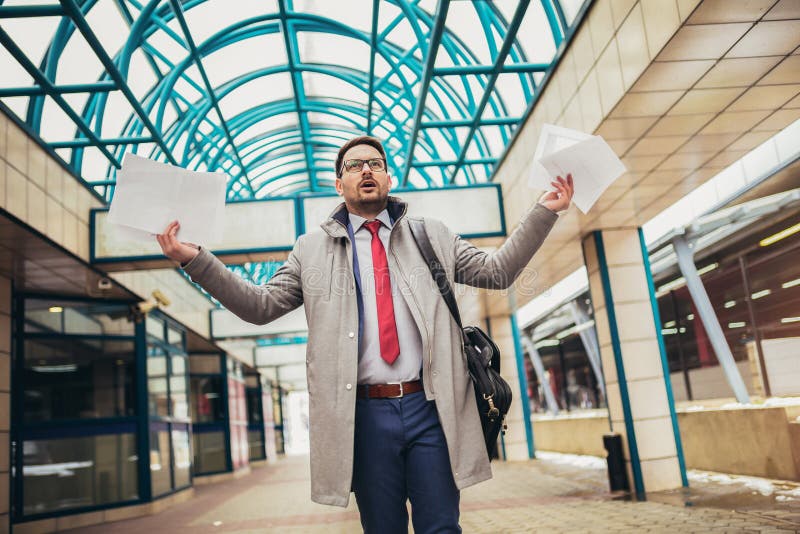 Business Man Celebrating by Throwing Papers in the Air Stock Image ...