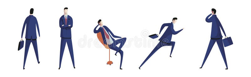 Business Man Character and Office Employee Engaged in Different ...