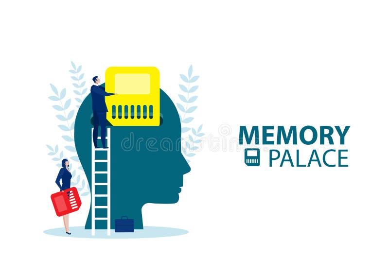 Business Man Character Put Memory Palace , on Head Human Mindset ...
