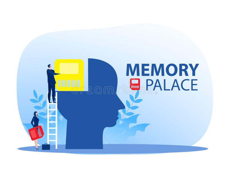 Business Man Character Put Memory Palace , on Head Human Mindset ...