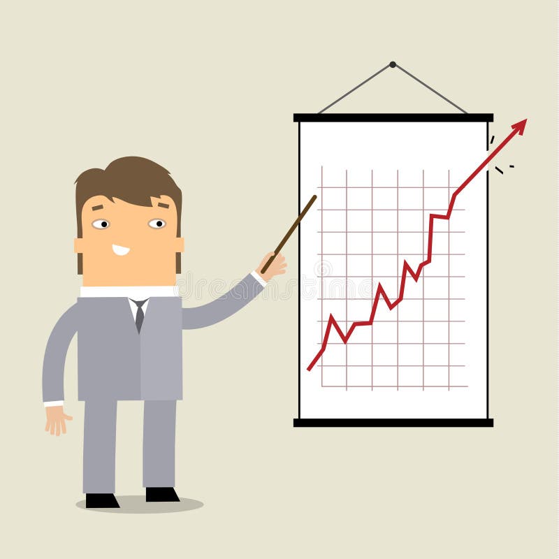 Business man at chart stock vector. Illustration of goal - 60319304