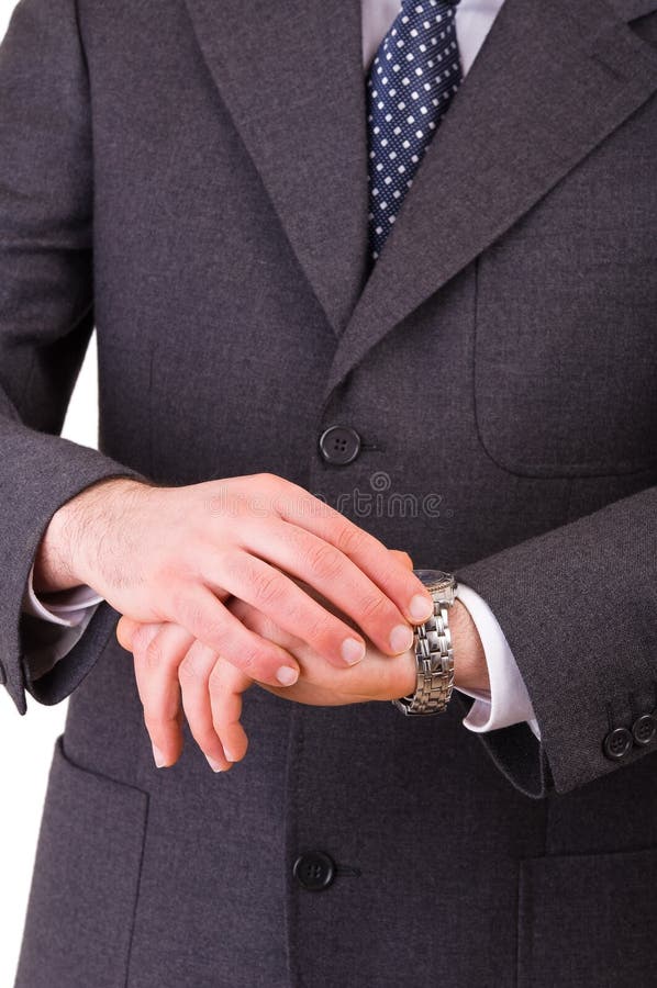 Businessman Checking Time on His Wristwatch. Stock Image - Image of ...
