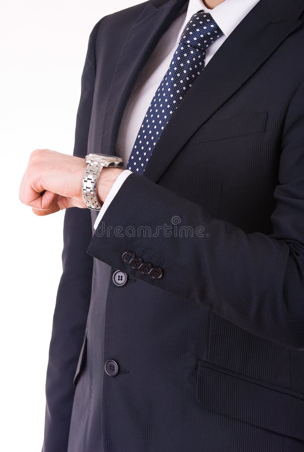 Businessman Checking Time on His Wristwatch. Stock Photo - Image of ...