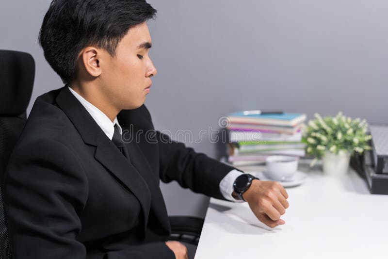Business Man Checking Time on Smart Watch Stock Photo - Image of ...