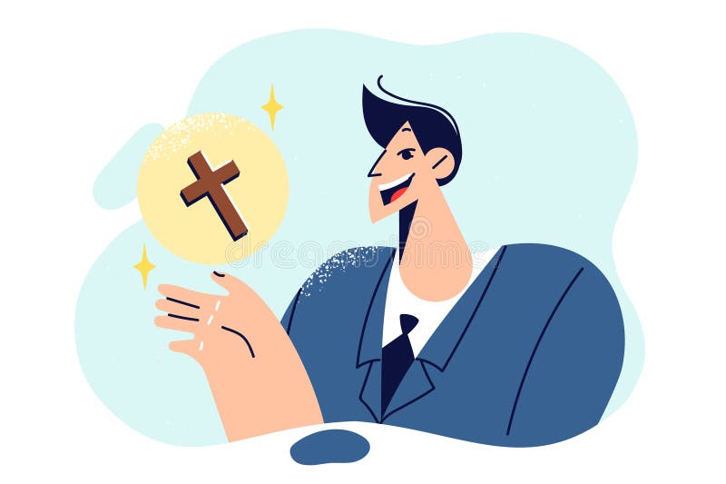 Business Man with Christian Cross Praying To God Asking for Help in ...