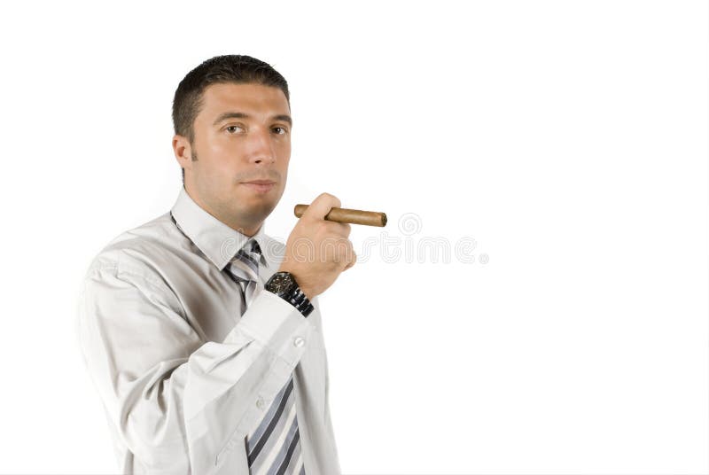 Business man with cigar stock photo. Image of chief, happy - 6843324