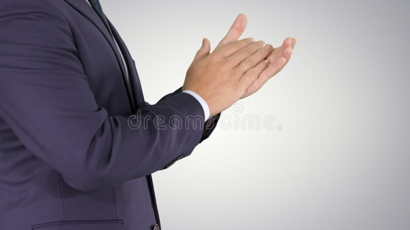 Business Man Clapping Hands on Gradient Background. Stock Image - Image ...