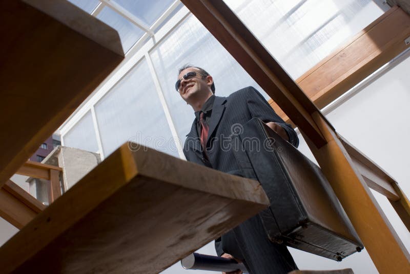 Business Man Climbing Stairs Stock Image - Image of light, work: 4991801