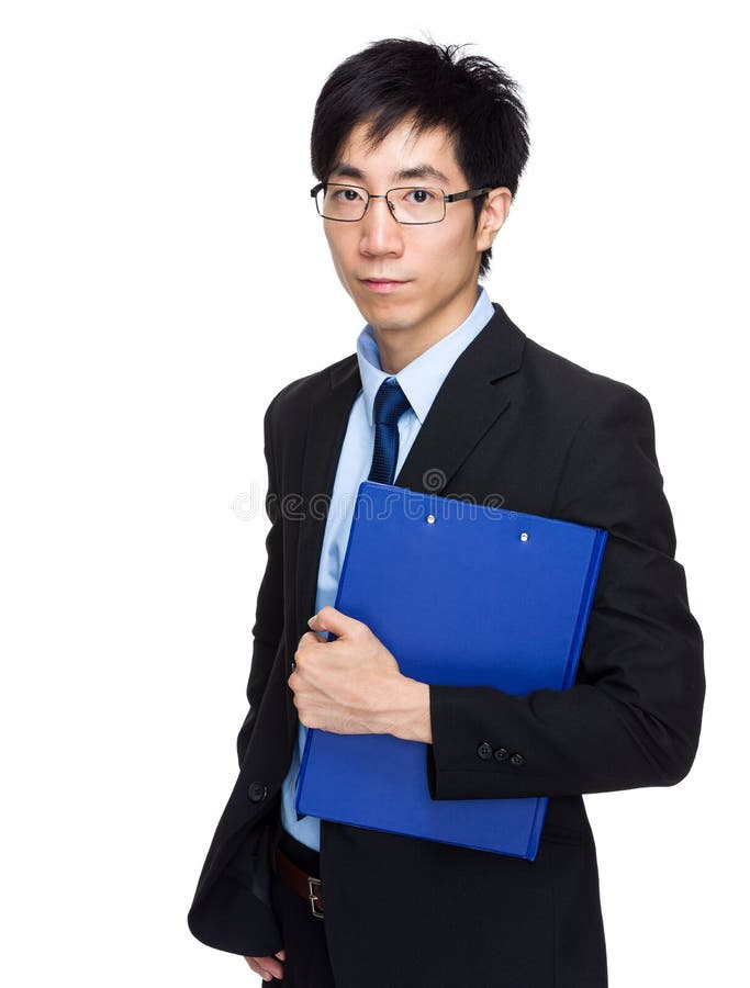 Business Man with Clipboard Stock Image - Image of folder, asian: 42089761