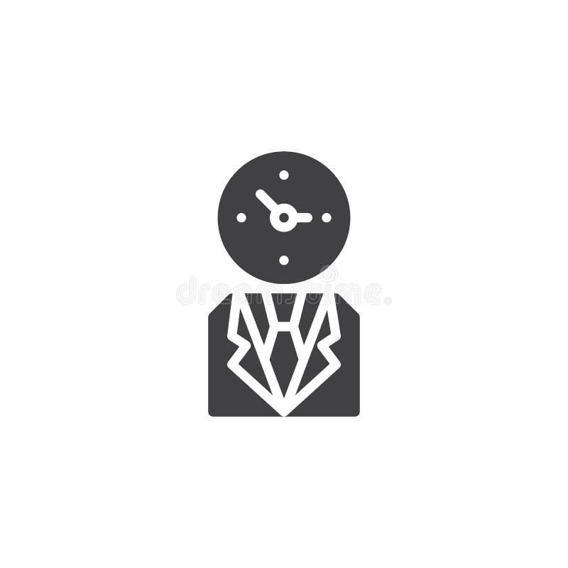 Business Man with Clock Head Outline Icon Stock Vector - Illustration ...