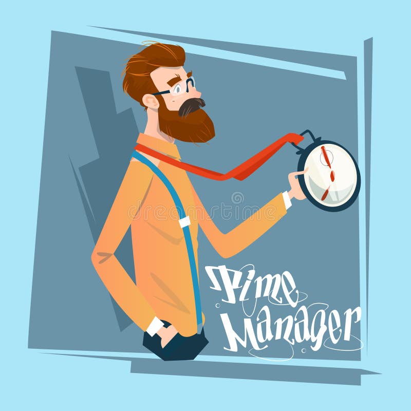 Business Man with Clock Time Management Concept Stock Vector ...