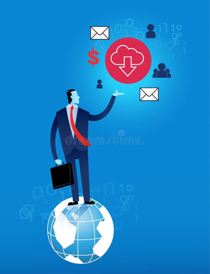 Business Man with Cloud Computing Concept Vector Illustration Stock Vector - Illustration of ...