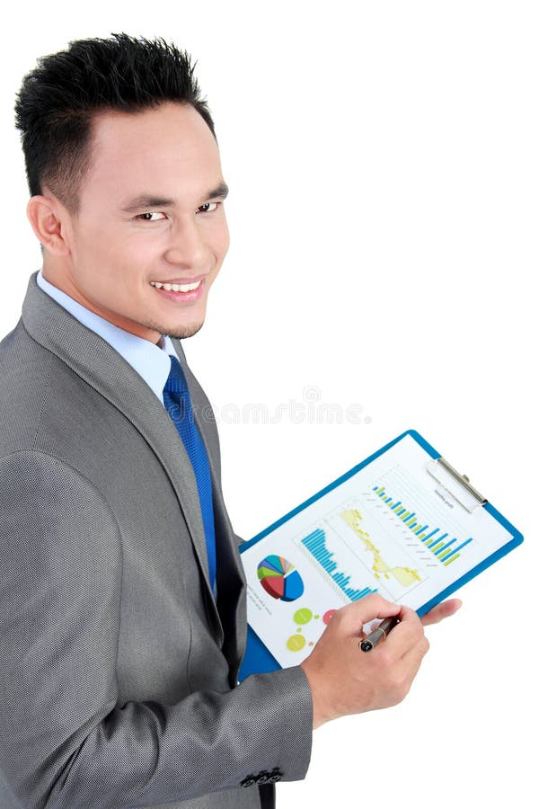 Hand Checking at Diagram on Financial Report Stock Image - Image of ...