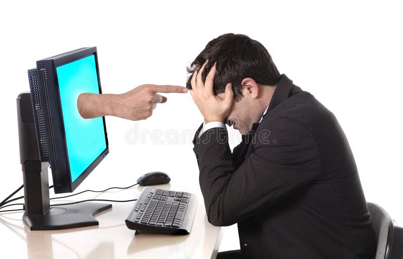 Business Man with Computer in Stress Concept Stock Image - Image of ...