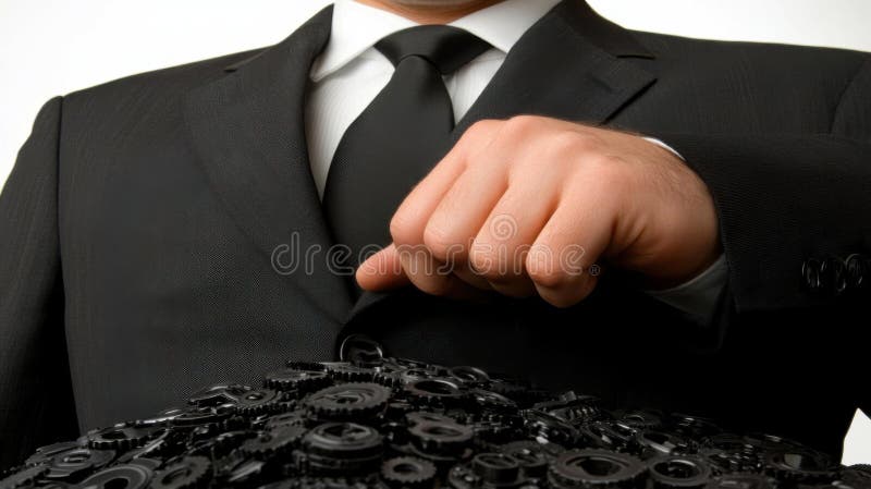 Business Man Controls Gears for Success and Achievement Theme Stock ...