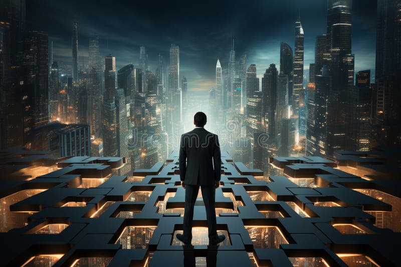 Business Man in the Corporate World Facing the Intricate Challenges of ...