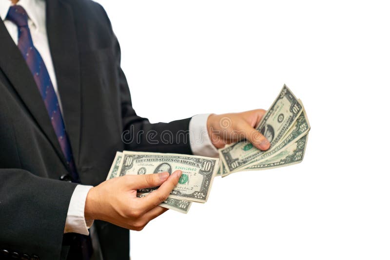 Business Man Count the Money for the Payment of the Goods Stock Photo ...