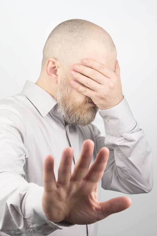 Business Man Covered His Face with His Hands Stock Image - Image of ...