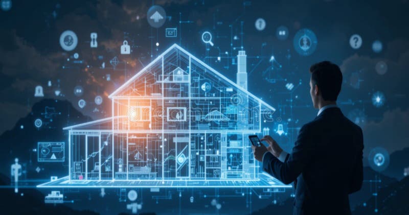 Business Man Create Design House or Home, Architecture Building Concept ...