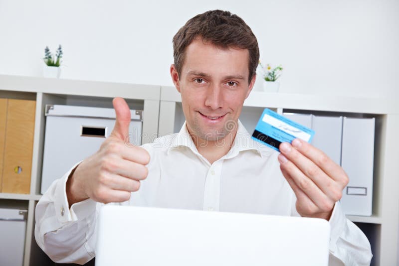 Business Man with Credit Card Stock Photo - Image of happy, office ...