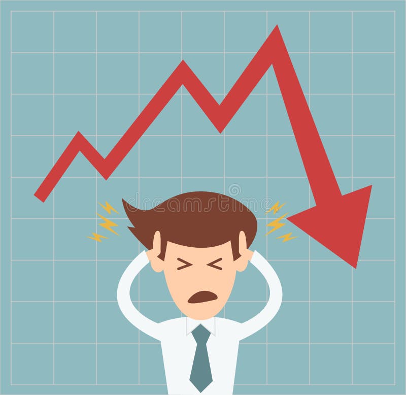 Business Man in Crisis of Graph Falling Down Concept Stock Vector ...