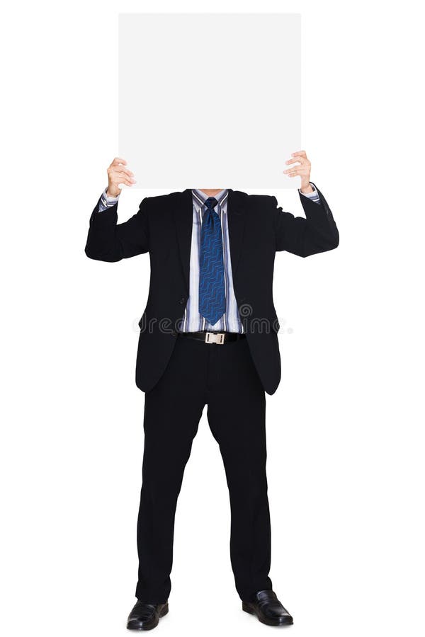 Business Man in Dark Suit Holding a Blank Sign Stock Image - Image of ...