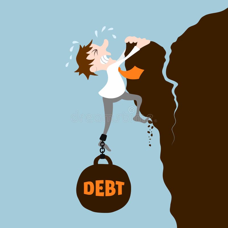 Stickman Stick Figure Debt Rock Landslide Stock Vector - Illustration ...