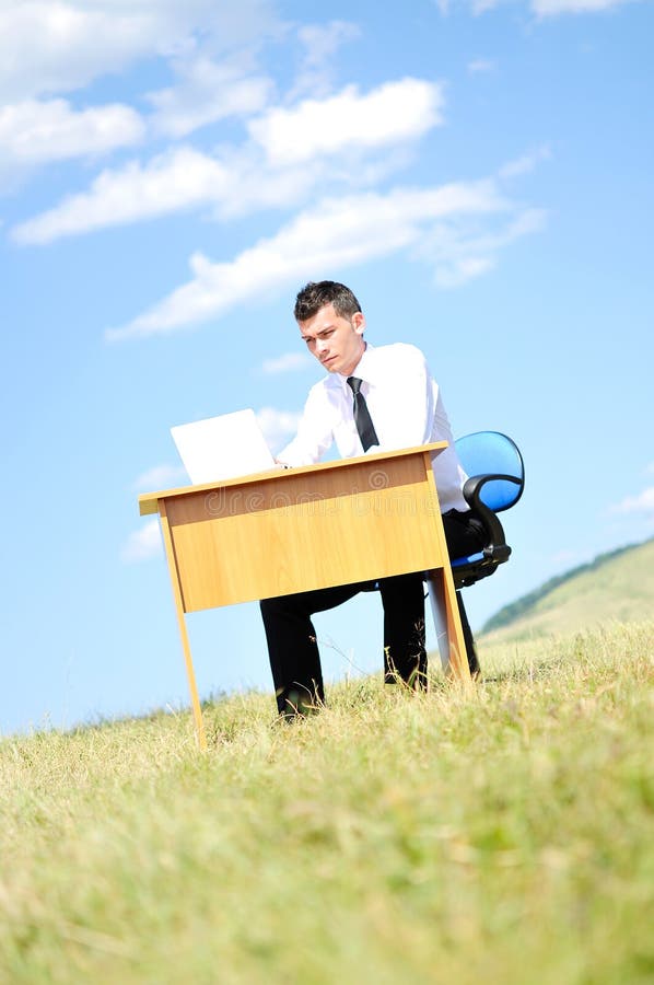 Business Man at Desk Outside Stock Photo - Image of lifestyle ...