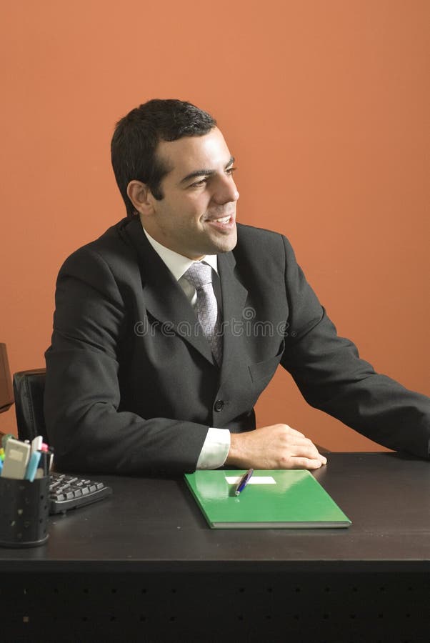 Business Man at Desk - Vertical Stock Image - Image of indoors, office ...