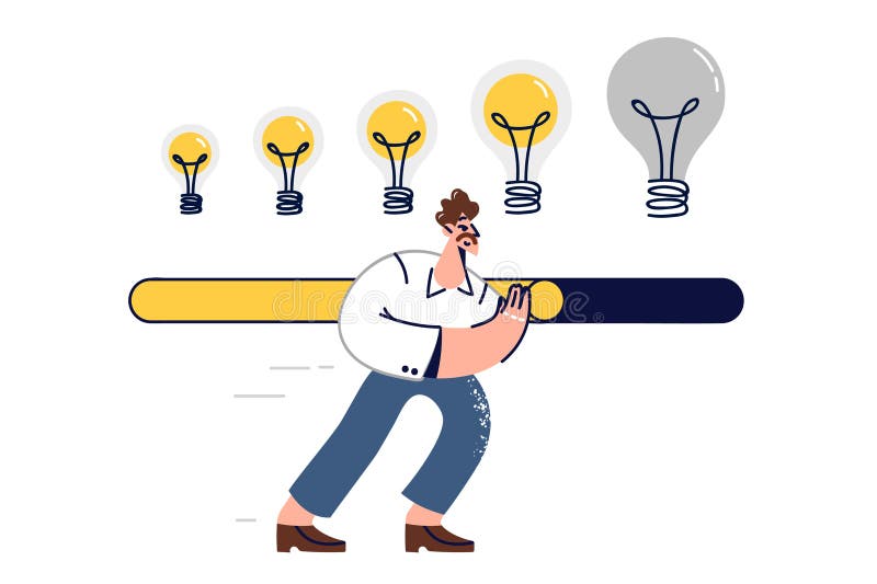 Business Man Develops Idea by Pushing Slider To Get Better Result and ...