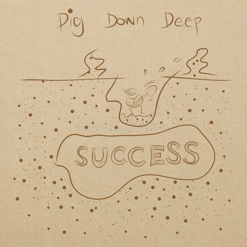 Business Man Digging Down To the Success Stock Illustration ...