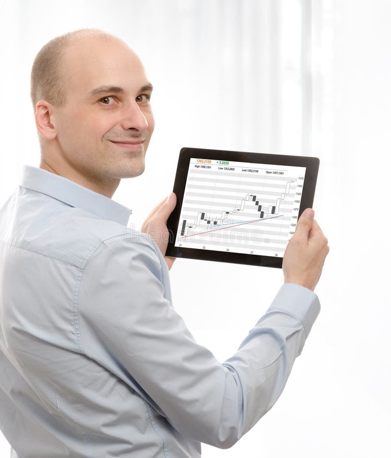 Business Man with Digital Tablet Stock Photo - Image of index, market ...