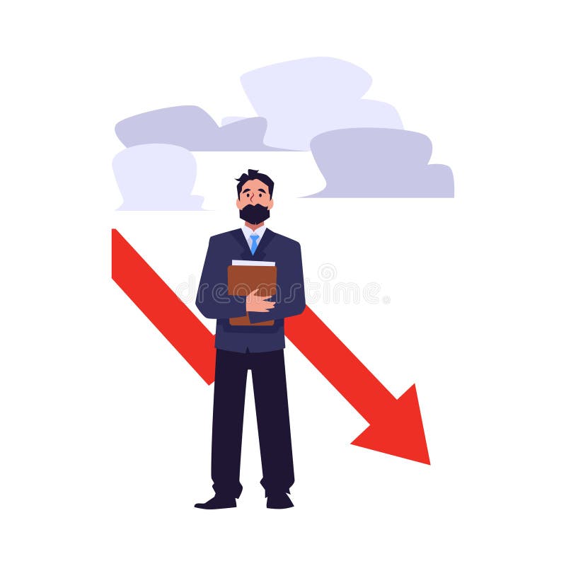 Businessman with Documents Stands Under the Cloud, Business Mistake ...