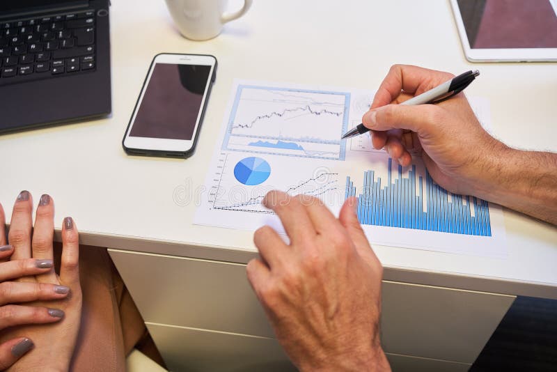 Business Man Doing Financial Planning with Graph and Chart Stock Photo ...